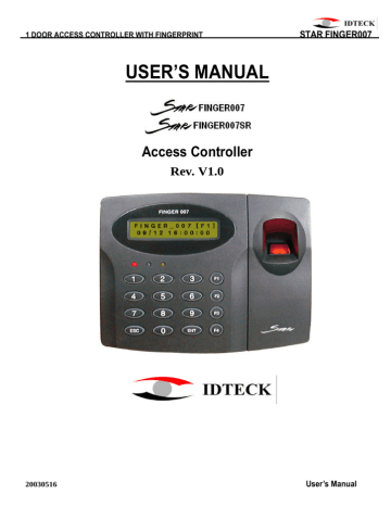 IDTECK Star Finger007 User manual | Manualzz
