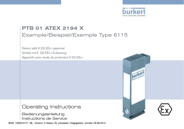 Operating Instructions PTB 01 ATEX 2194 X | Manualzz