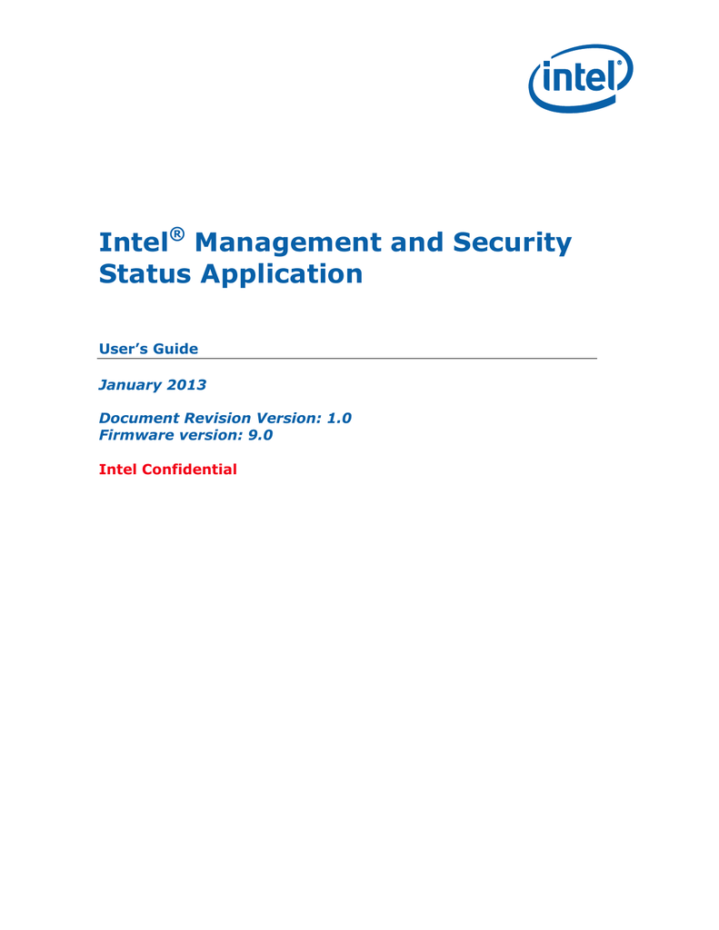 Intel® Management and Security Status Application User's Guide | Manualzz