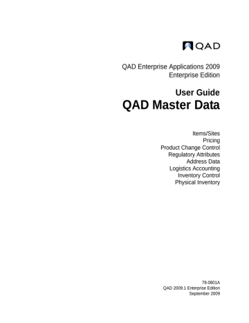 QAD Master Data User Guide | Manualzz