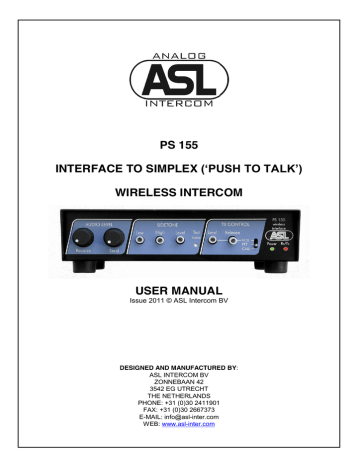 ASL INTERCOM PS 155 User manual | Manualzz