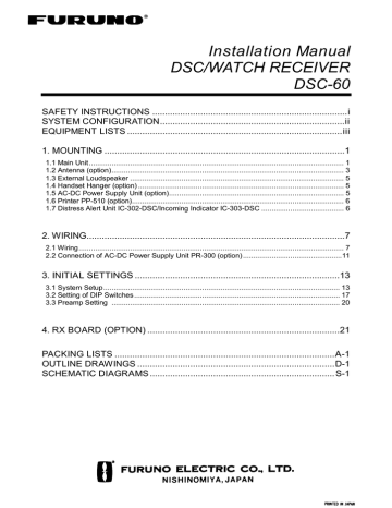 Furuno MF/HF DSC/Watch Receiver DSC-60 Installation manual | Manualzz