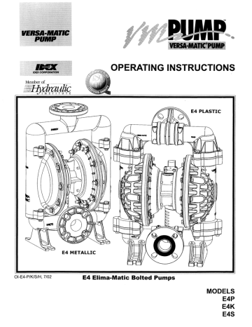 Versa-Matic E4 Elima-Matic Bolted Pumps Operating Instructions | Manualzz