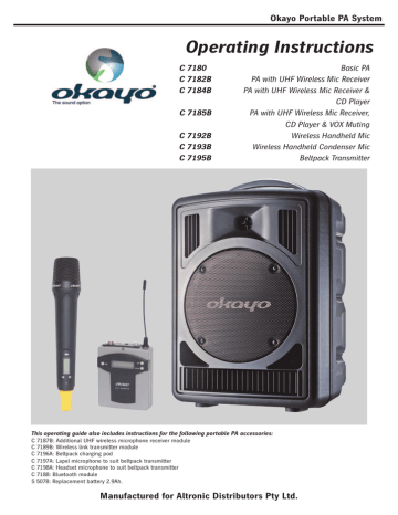 Okayo C 7185B User manual | Manualzz