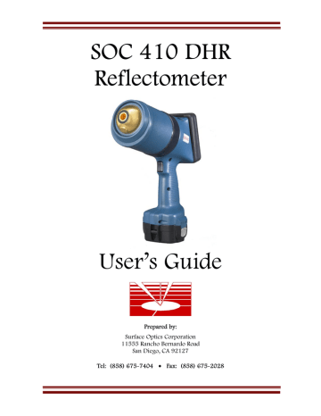 Surface Optics SOC 410 DHR User's Guide | Manualzz
