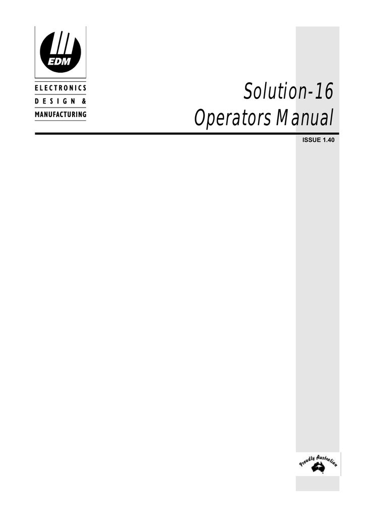 EDM Solution-16 Safecom Operator's Manual | Manualzz