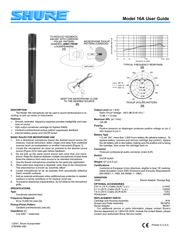 Shure 16A Microphone User Guide | Manualzz