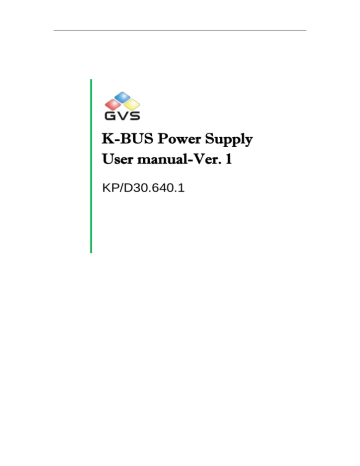 K-BUS Power Supply KP/D30.640.1 User Manual | Manualzz