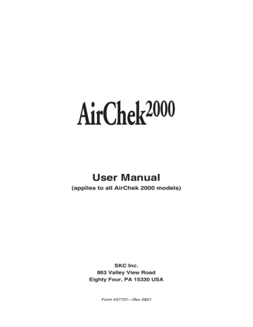 SKC AirChek 2000 User Manual | Manualzz