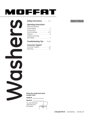 Moffat WASHERS Owner's Manual | Manualzz