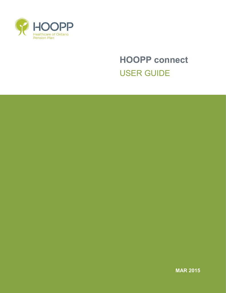 HOOPP connect USER GUIDE | Manualzz