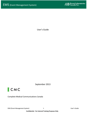 Forest Laboratories Event Management System EMS User's Guide | Manualzz