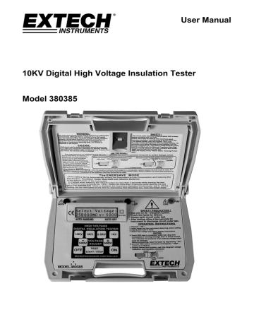 Extech High Voltage Insulation Tester 380385 User Manual | Manualzz