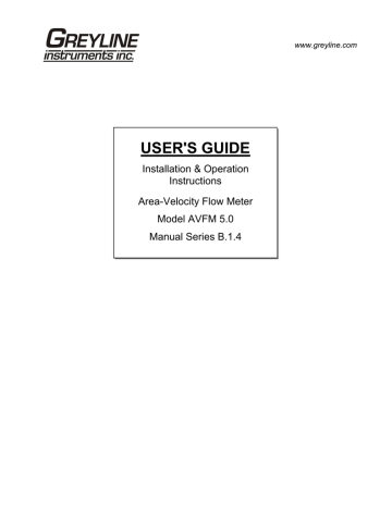 Area Velocity Flow Meter AVFM 5.0 User's Guide | Manualzz