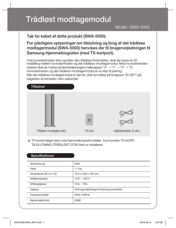 Samsung SWA-5000 Betjeningsvejledning | Manualzz