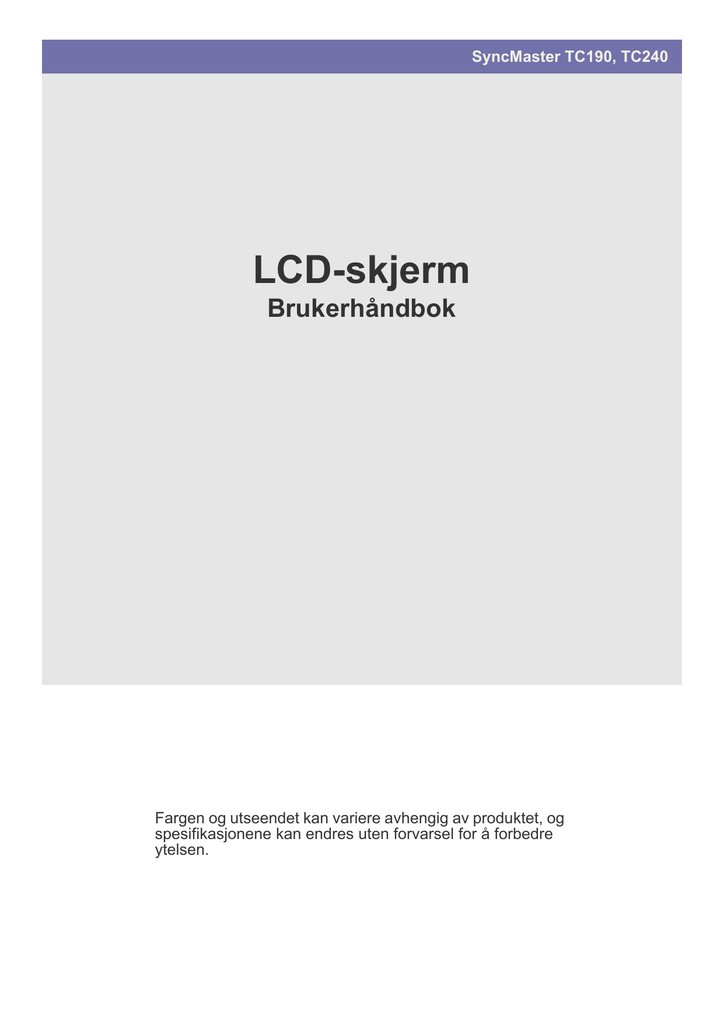 Samsung TC240 Betjeningsvejledning | Manualzz