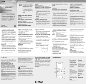 Samsung GT-E1050 Betjeningsvejledning | Manualzz