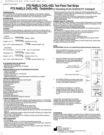PTS PANELS CHOL+HDL Teststreifen Gebrauchsanweisung | Manualzz