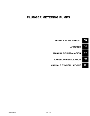Plunger Metering Pump Instructions Manual | Manualzz
