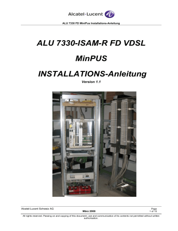 Alcatel-Lucent 7330 ISAM-R FD VDSL MiniPus Installation Guide | Manualzz