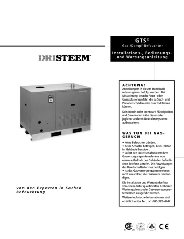 DRISTEEM GTS 100, 200, 300, 400, 600, 800 Installations-, Bedienungs ...