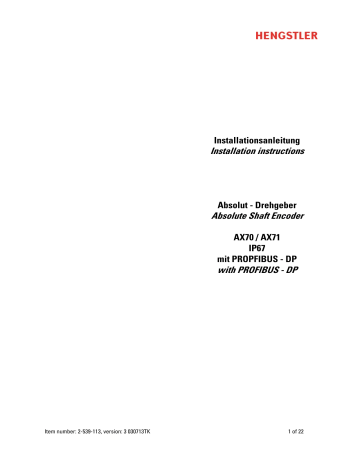 Hengstler AX 71, AX 70 Installation instructions | Manualzz