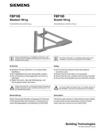 Siemens FBP100 Installation Instruction | Manualzz