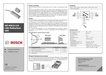 Bosch ISP-RSC3-110 LSN Rolltorkontakt Installation manual | Manualzz