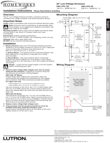 Lutron Low-Voltage Enclosure (HWI-LV24 120, HWI-LV24 CE) Installation ...
