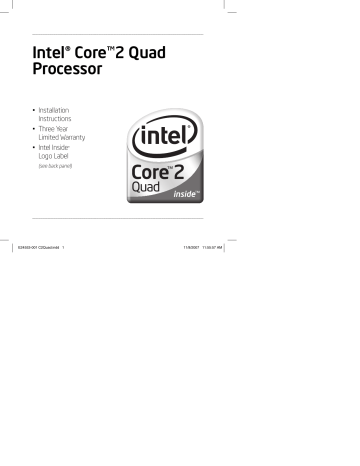 Intel Core 2 Quad Processor Installation Instructions | Manualzz