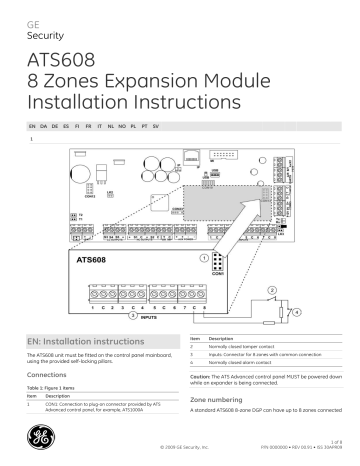 ATS608 8 Zones Expansion Module Installation Instructions | Manualzz