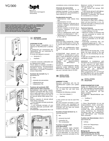 Bpt YC/300 Guía de instalación | Manualzz