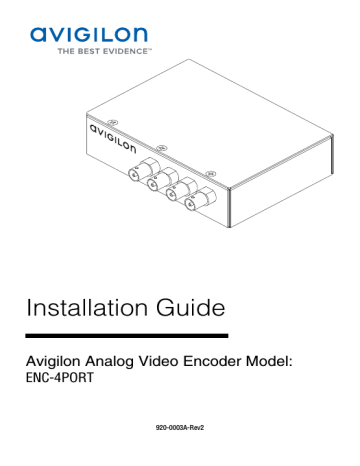 Avigilon Analog Video Encoder ENC-4PORT Installation Guide | Manualzz