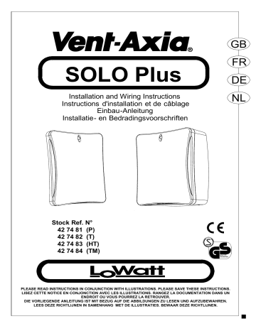 Vent-Axia Solo Plus Installation And Wiring Instructions | Manualzz