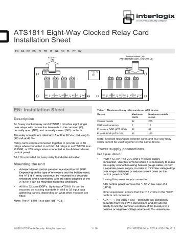 Clocked Relay Card ATS1811 Eight-Way Installation Sheet | Manualzz