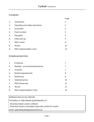 Syntrack Synthesizer User Manual | Manualzz