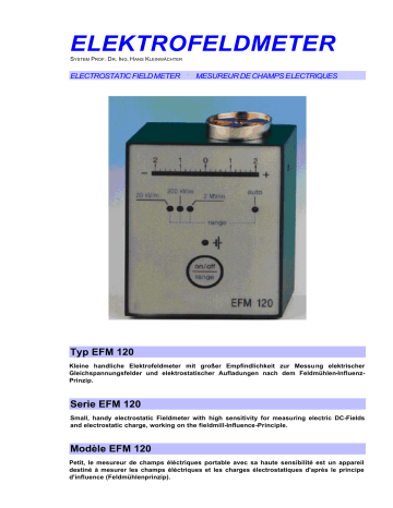 Electrostatic Field Meter EFM 120 User Manual | Manualzz