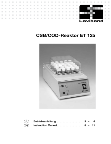 COD Reactor ET 125 Instruction Manual | Manualzz