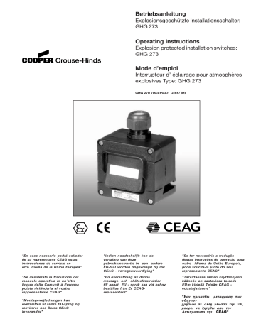 Explosion protected installation switch GHG 273 Operating instructions | Manualzz