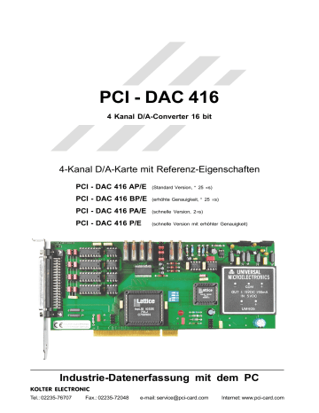 PCI-DAC 416 Benutzerhandbuch | Manualzz