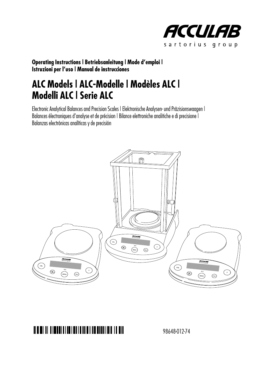 Acculab ALC Serie User's Manual | Manualzz