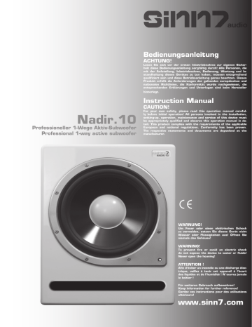 Sinn7 Nadir 10 Active Subwoofer Instruction Manual | Manualzz