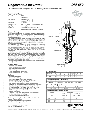 Mankenberg DM 652 G 1/2 - 2, DM 652 DN 15 - 50, DM 652 G 1/4 - 1, DM ...