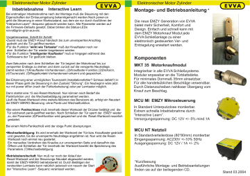 EVVA EMZY MKT 35 Motorzylinder Montage- und Betriebsanleitung | Manualzz