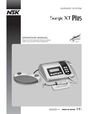 NSK Surgic XT Plus Operation Manual | Manualzz