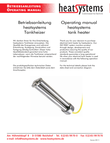 Tank heater Operating Manual | Manualzz
