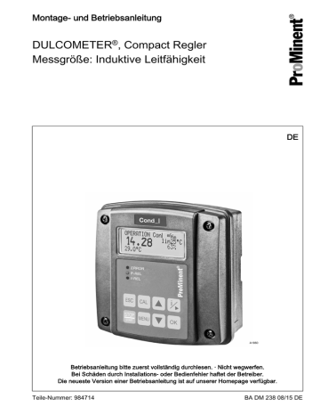 ProMinent DULCOMETER Benutzerhandbuch | Manualzz