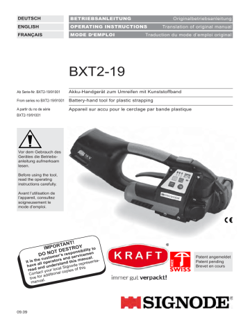 Signode BXT2-19 91001 Operating Instructions | Manualzz