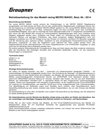 GRAUPNER Racing MICRO MAGIC Building Instructions | Manualzz