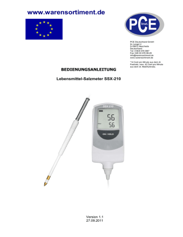Salt Meter SSX 210 Operating Instructions | Manualzz